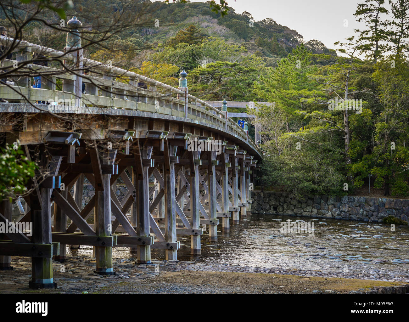 Mie, Japan - Mar 17, 2018. Uji Bridge of Ise Shrine (Ise Jingu) in Mie ...