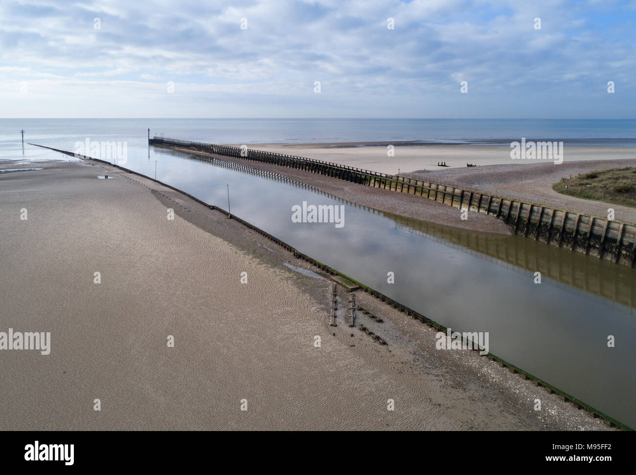 aerial view of littlehampton harbour entrance and the river arun taken ...