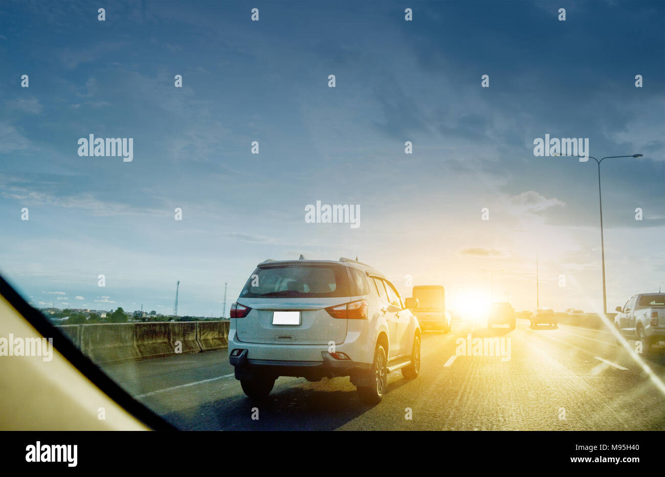 Car driving on high way road,Car a lot on the road Stock Photo - Alamy