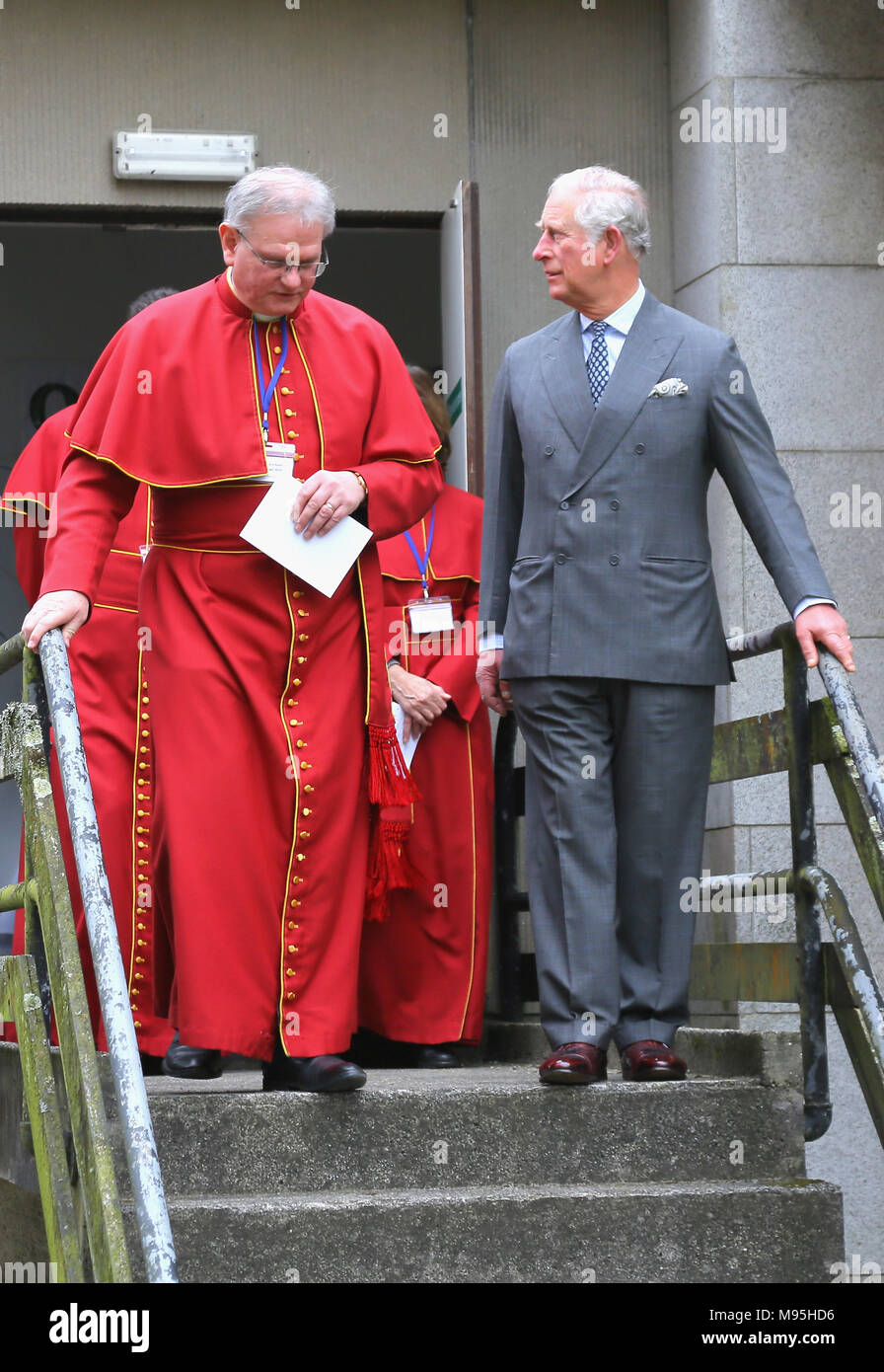 The Prince of Wales (right) is given a tour of Truro Cathedral by Dean ...