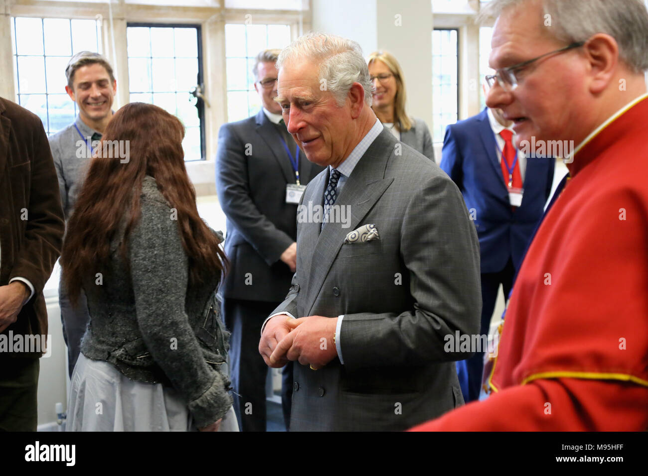 The Prince of Wales (centre) is given a tour of Truro Cathedral by Dean ...