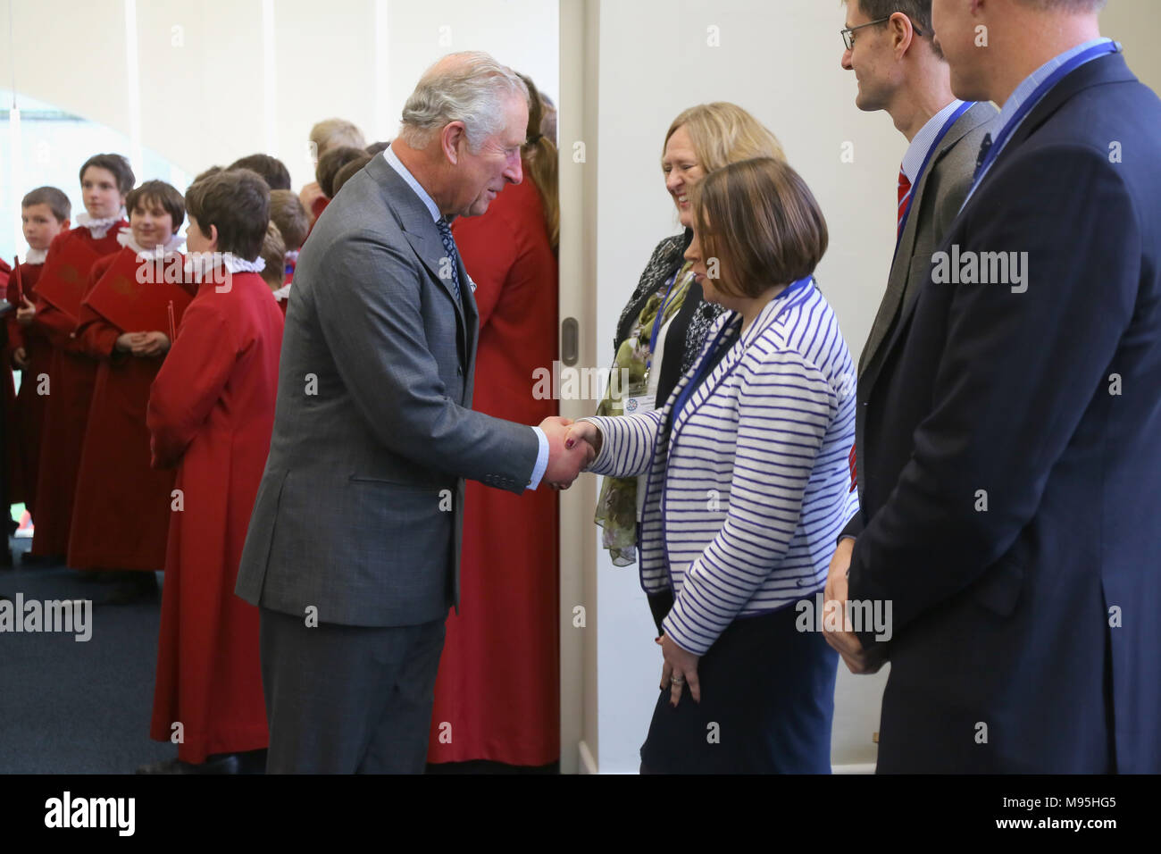 The Prince of Wales (right) is given a tour of Truro Cathedral by Dean ...