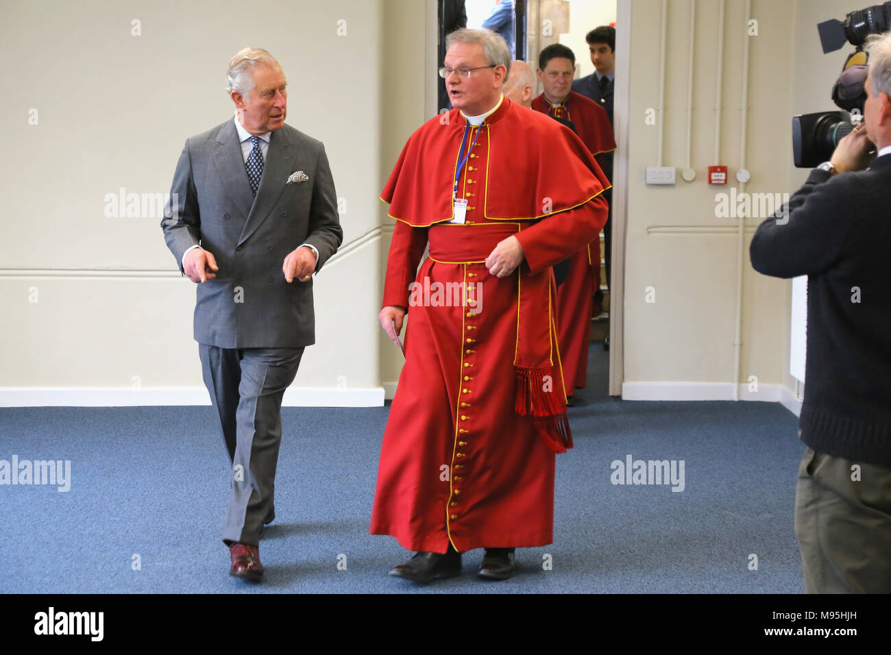 The Prince of Wales (left) is given a tour of Truro Cathedral by Dean ...