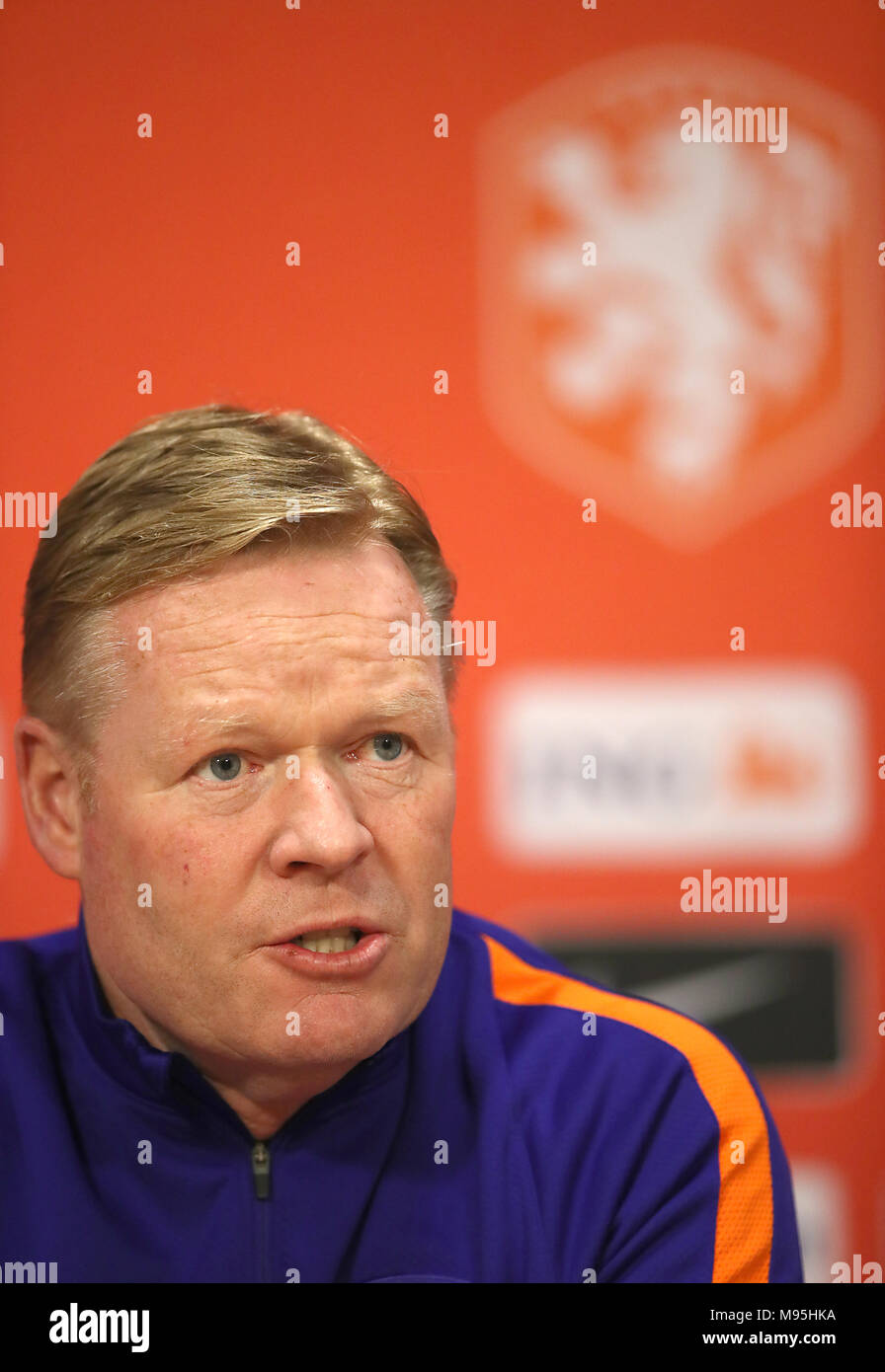 Netherlands Manager Ronald Koeman speaks during a press conference at ...