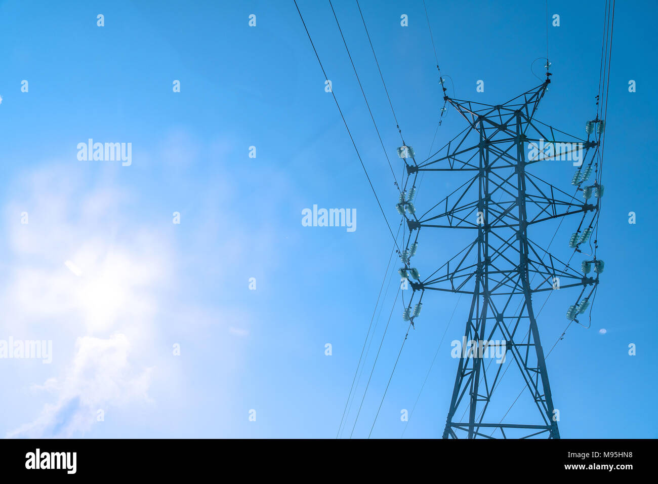 High voltage power line tower Stock Photo - Alamy