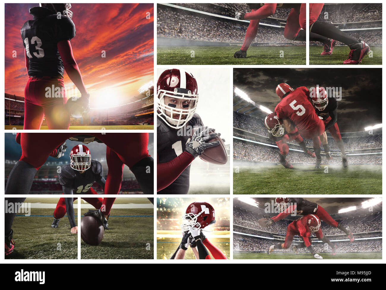 The collage about american football players Stock Photo - Alamy