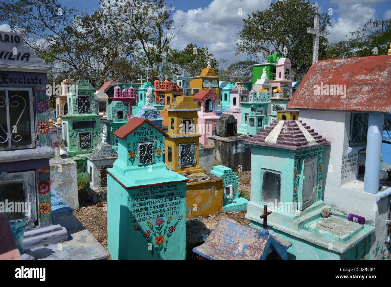 Tombstones within Hoctun cemetery, Mexico Stock Photo - Alamy