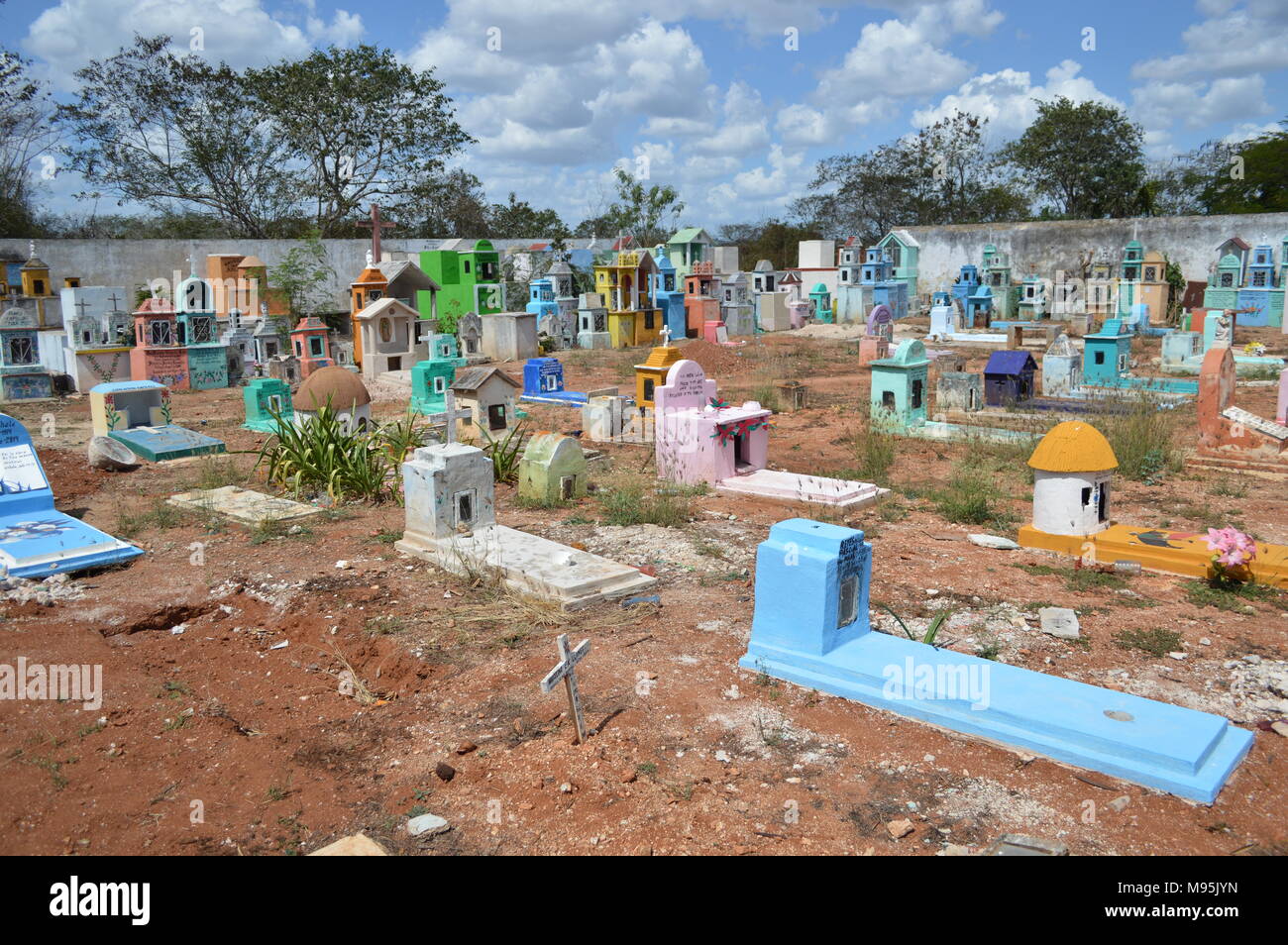 Tombstones within Hoctun cemetery, Mexico Stock Photo - Alamy