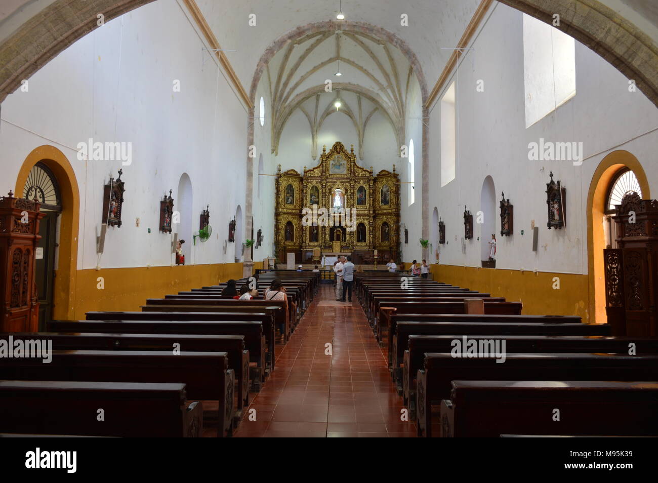 The inside of the church at the convent in Izamal, Mexico Stock Photo ...