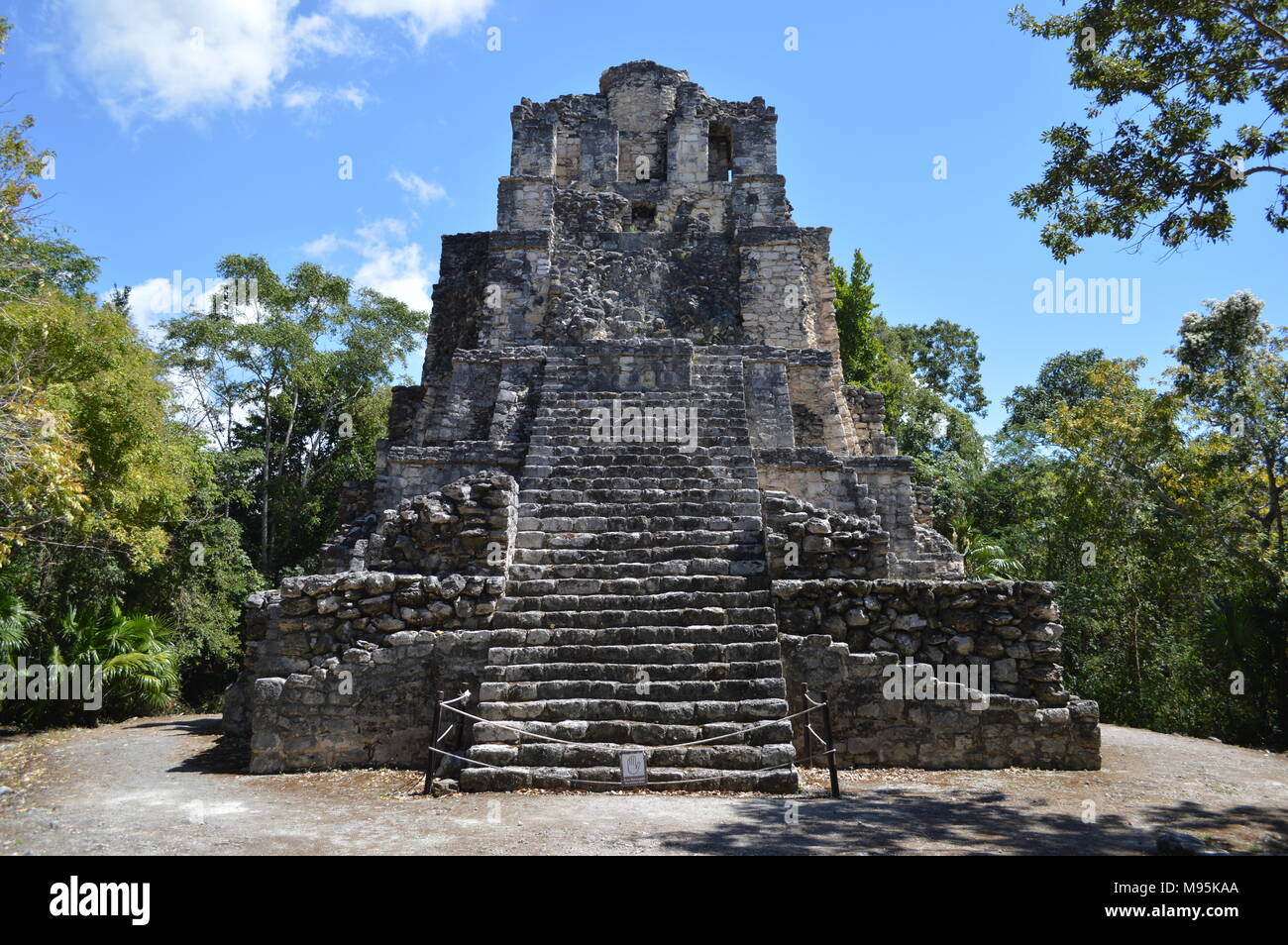 The Mayan castillo ruin at Muyil archaeological zone in Mexico Stock ...