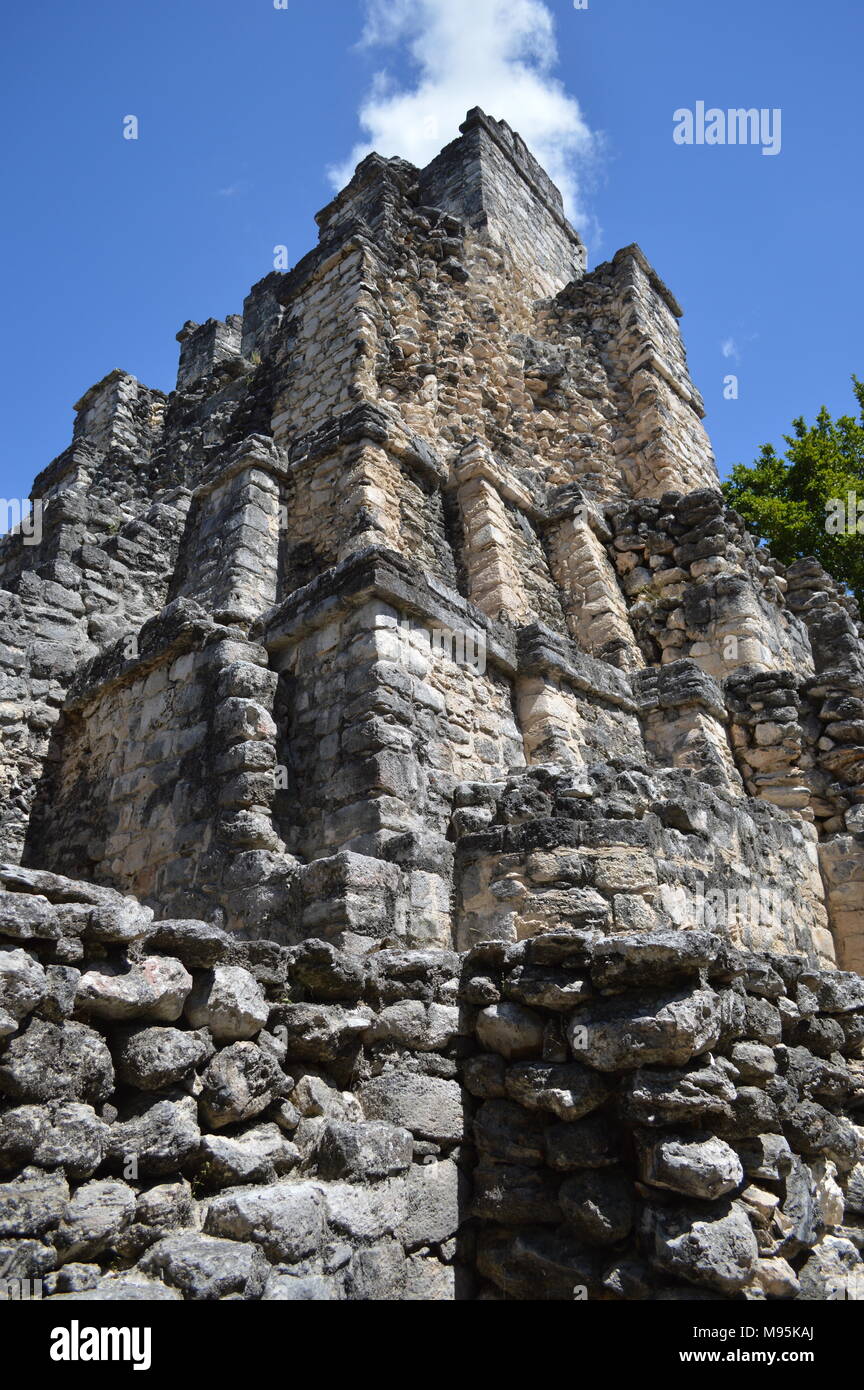 The Mayan castillo ruin at Muyil archaeological zone in Mexico Stock ...