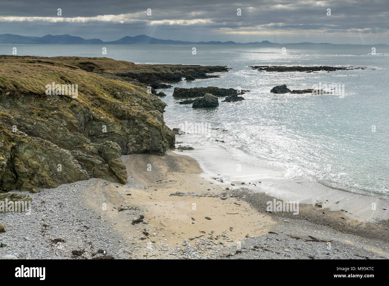 Anglesey coast facing South towards the Lleyn Peninsula in the Distance ...