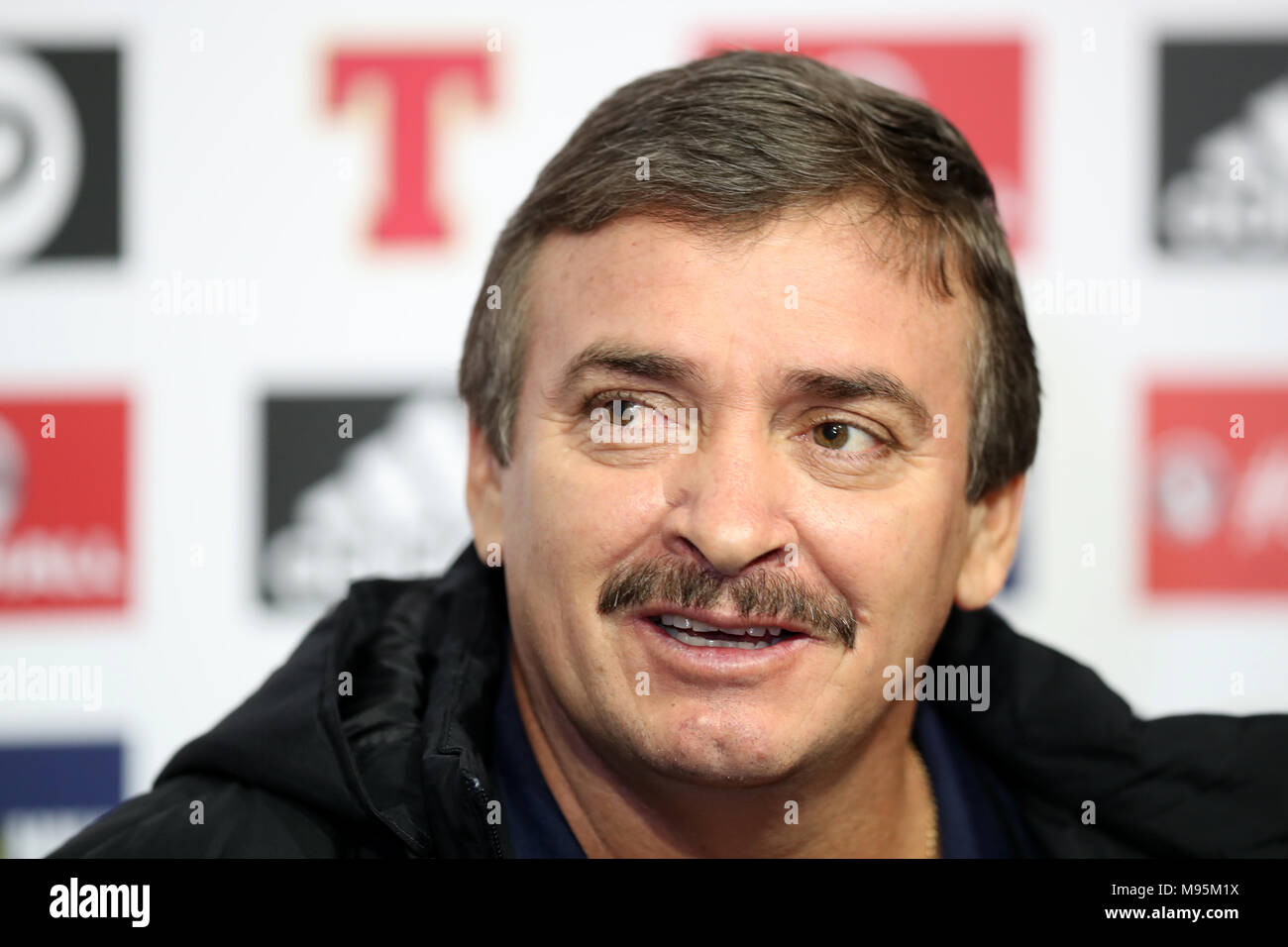 Costa Rica manager Oscar Ramirez during a press conference at Hampden ...