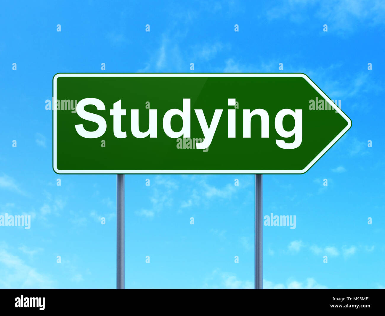 Studying concept: Studying on road sign background Stock Photo - Alamy