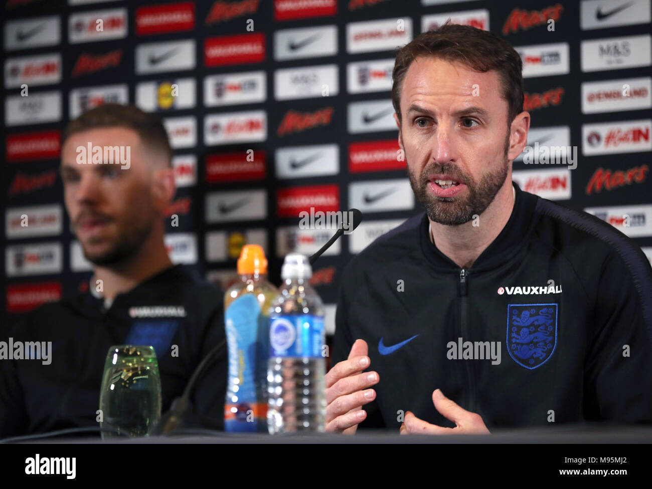 England manager Gareth Southgate (right) and Jordan Henderson during a ...