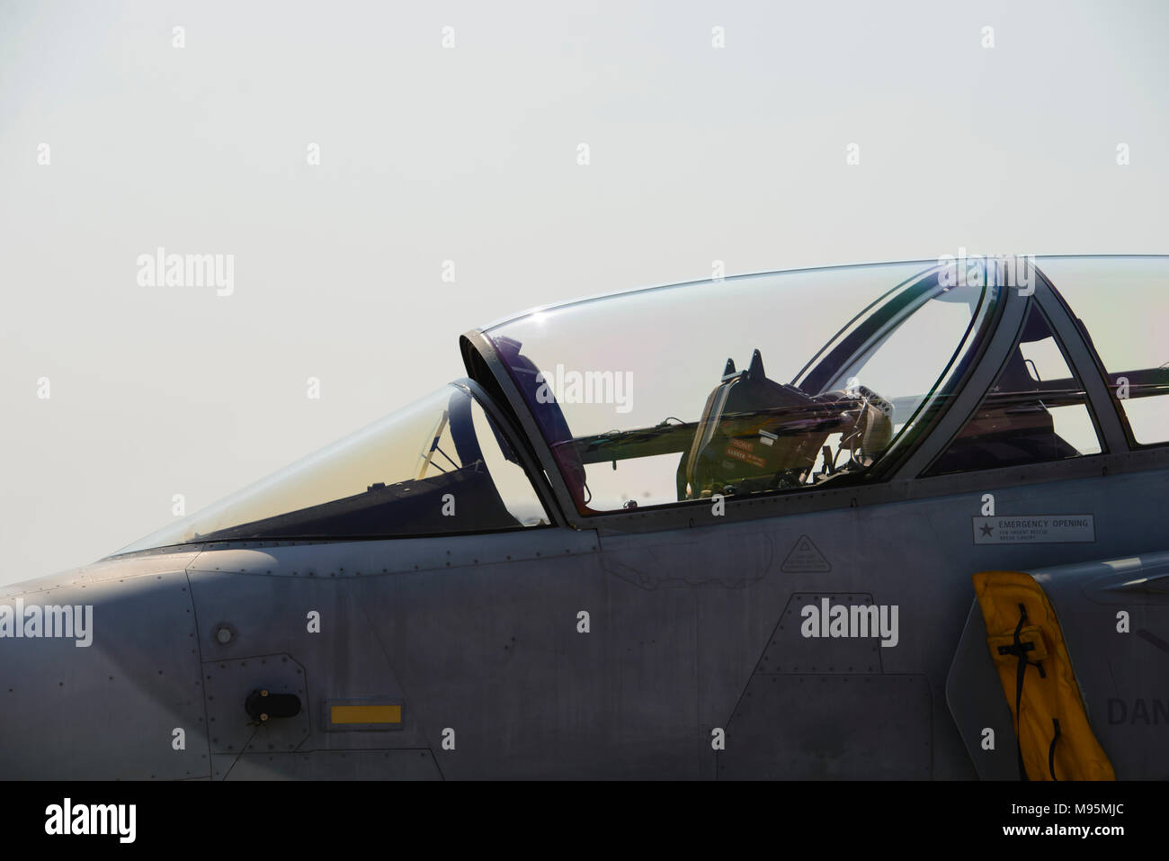 Cockpit of jet military plane Stock Photo - Alamy