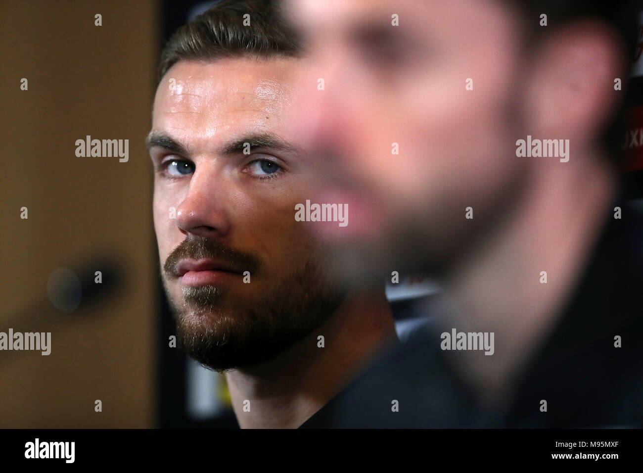England's Jordan Henderson (left) and manager Gareth Southgate during a ...