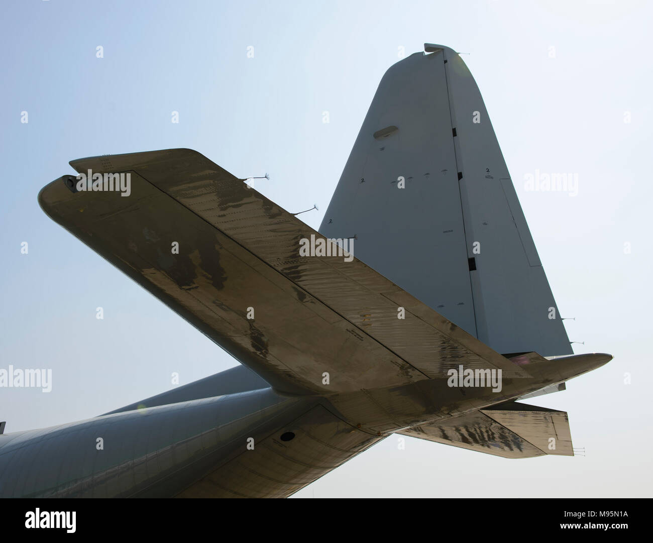 Rudder of military transport aircraft Stock Photo - Alamy