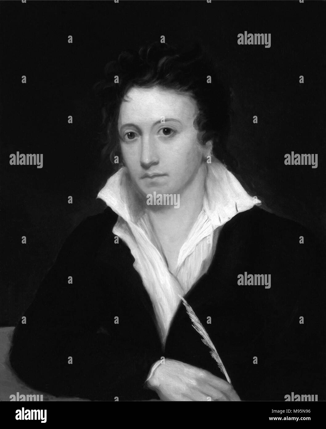 Percy Shelley. Portrait by Alfred Clint of the English romantic poet ...