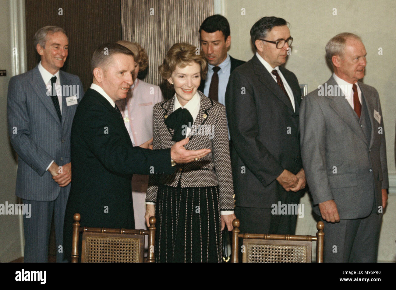 Ross Perot talking to First Lady Nancy Reagan in Dallas, Texas in ...