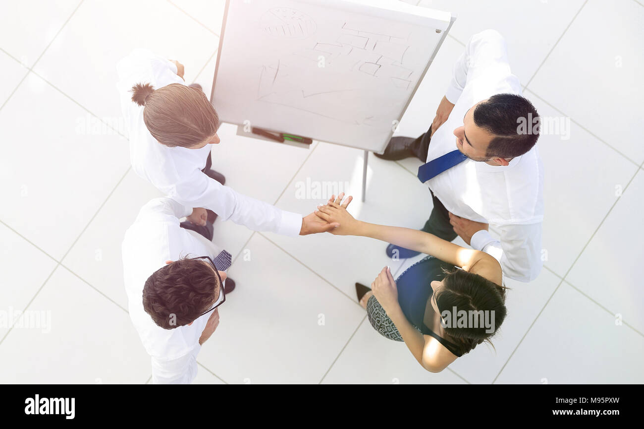 view from the top. the background image of a business handshake Stock ...