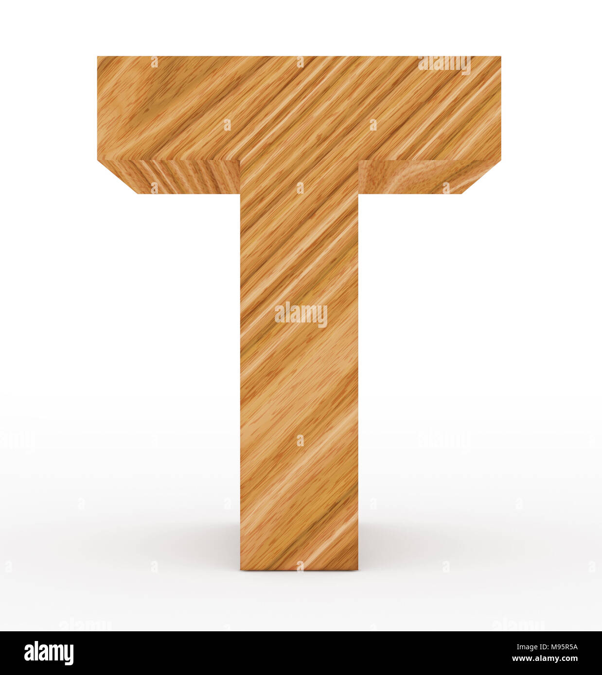 letter T 3d wooden isolated on white - 3d rendering Stock Photo - Alamy