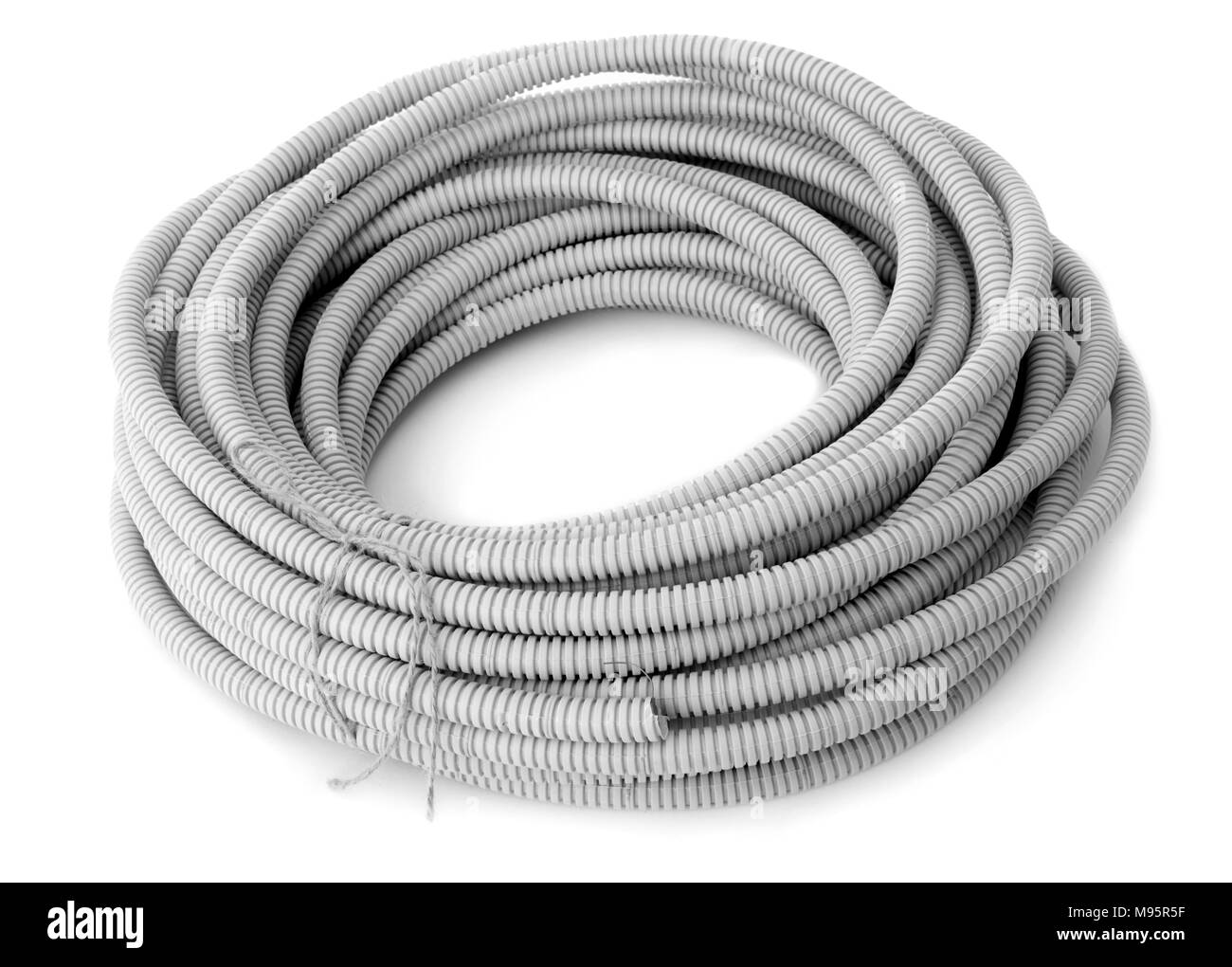 Corrugated pipe for the cable on a white background Stock Photo - Alamy