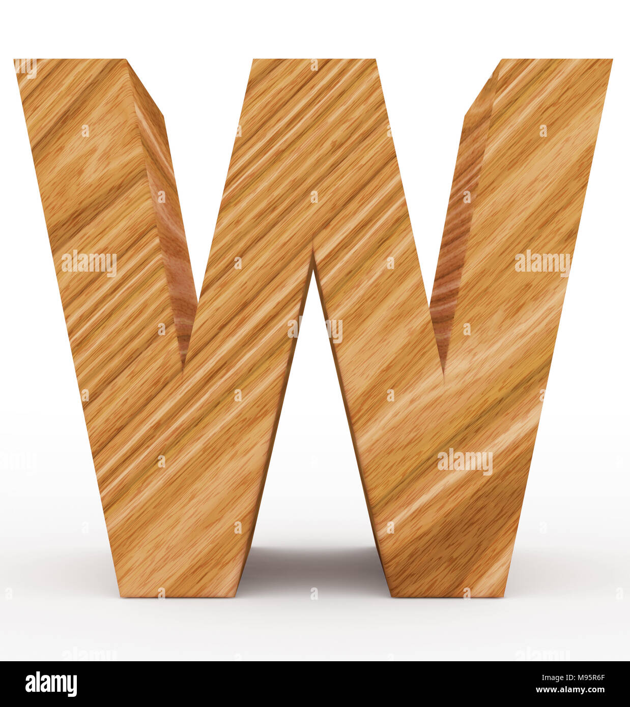 letter W 3d wooden isolated on white - 3d rendering Stock Photo - Alamy