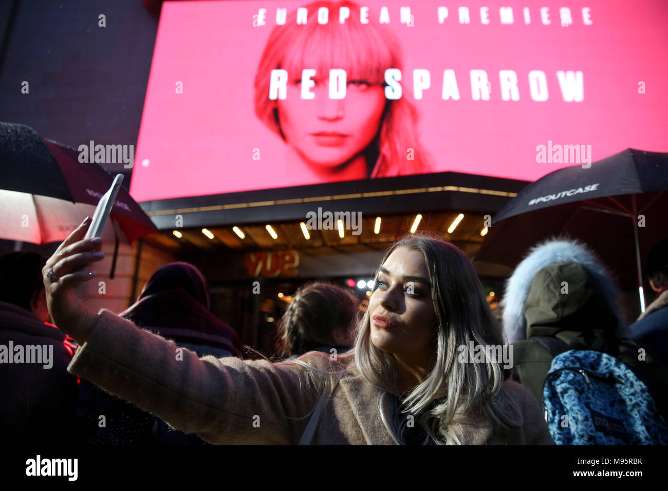 'Red Sparrow' Premiere at Vue in Leicester Square Featuring: Amy ...