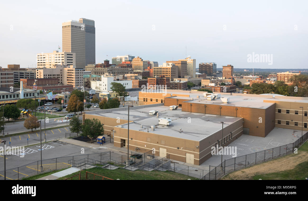 Late afternoon sunset aerial view long panoramic Omaha Nebraska Stock ...