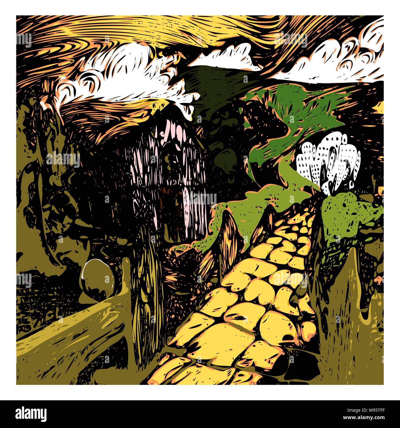 House on hillside in rural Stock Vector Images - Alamy