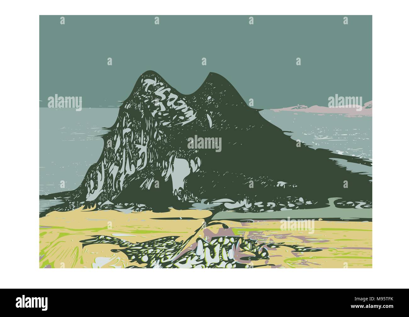 Rock of Gibraltar - Illustration of the Rock of Gibraltar. Vectorised ...