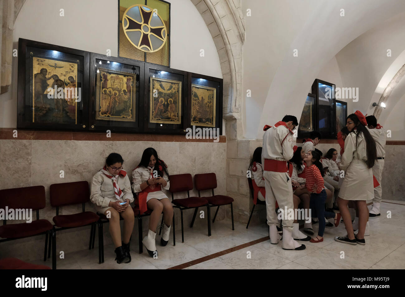 Arab Catholic scouts at the Greek Catholic Melkite Cathedral of the ...