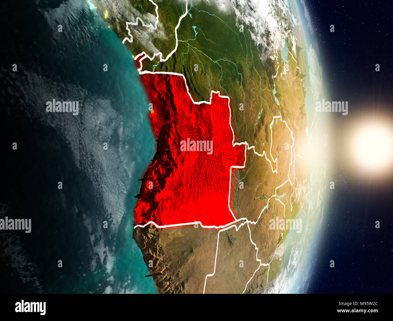 Map angola highlighted in red hi-res stock photography and images - Alamy