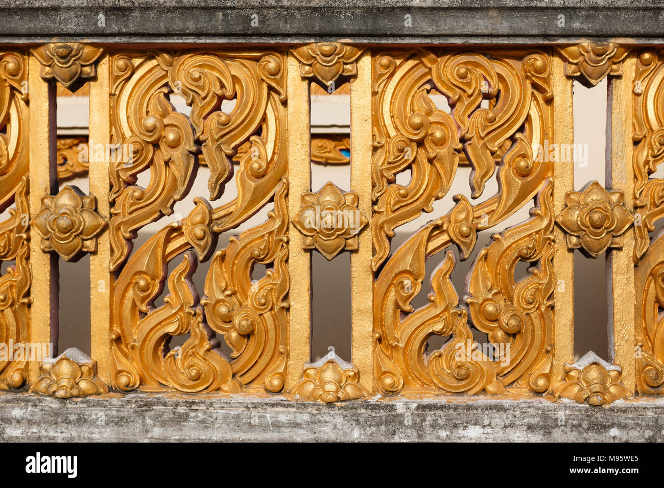 Pattern on wall in Buddhist Temple wall , Thailand Stock Photo - Alamy