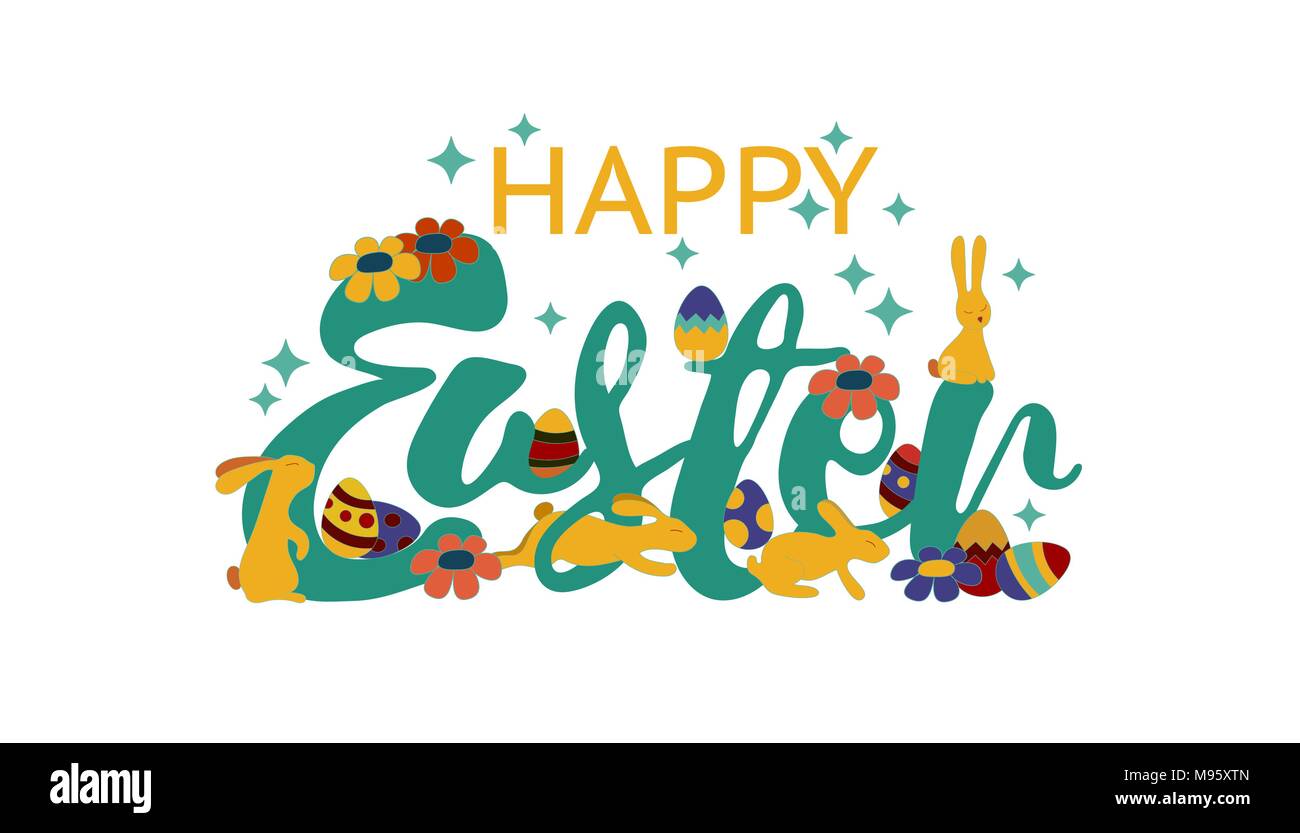 Happy Easter Lettering Modern Calligraphy Happy Easter Typography