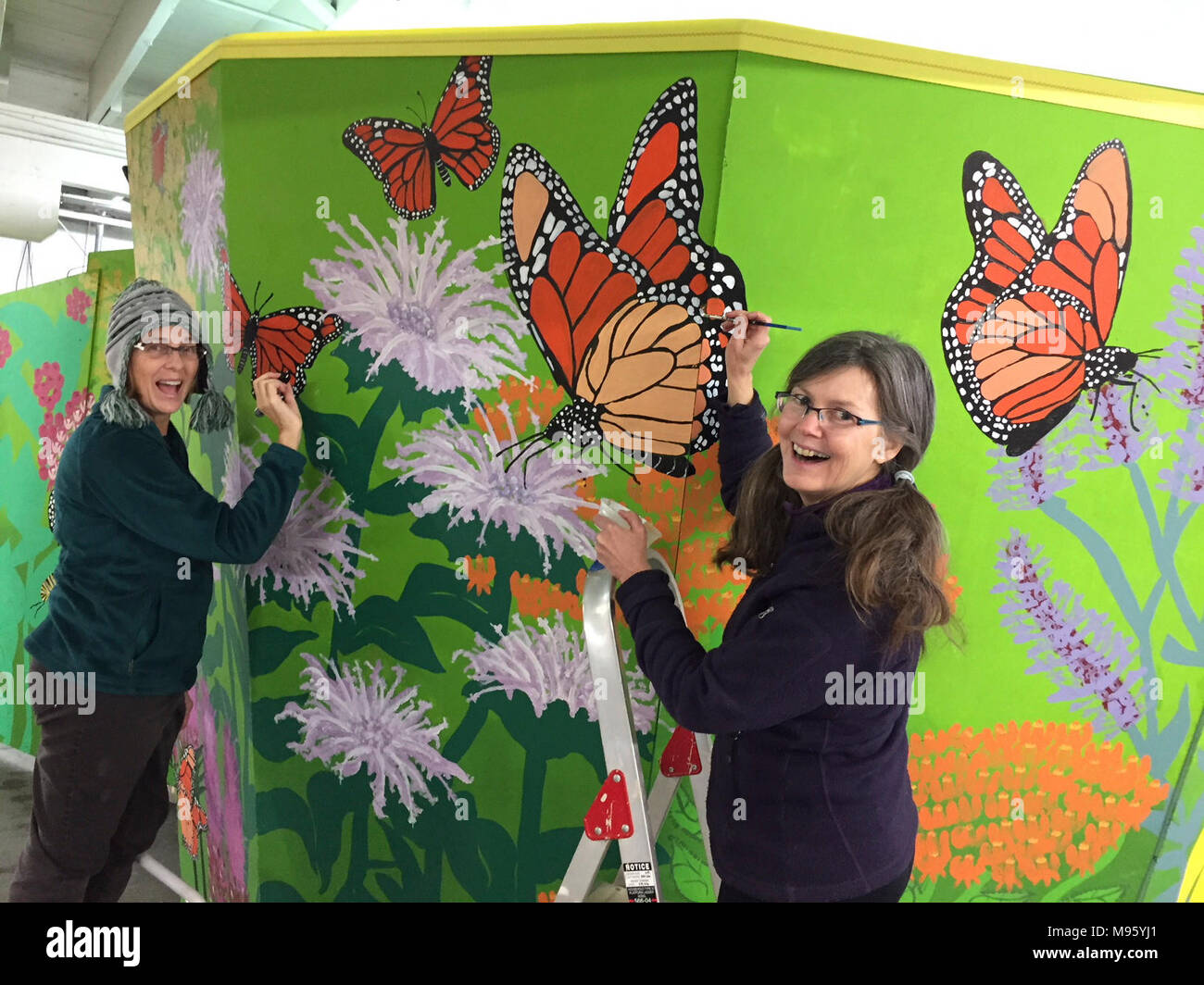 Artists Creating the Monarch Butterfly Migration Shanty Stock Photo - Alamy