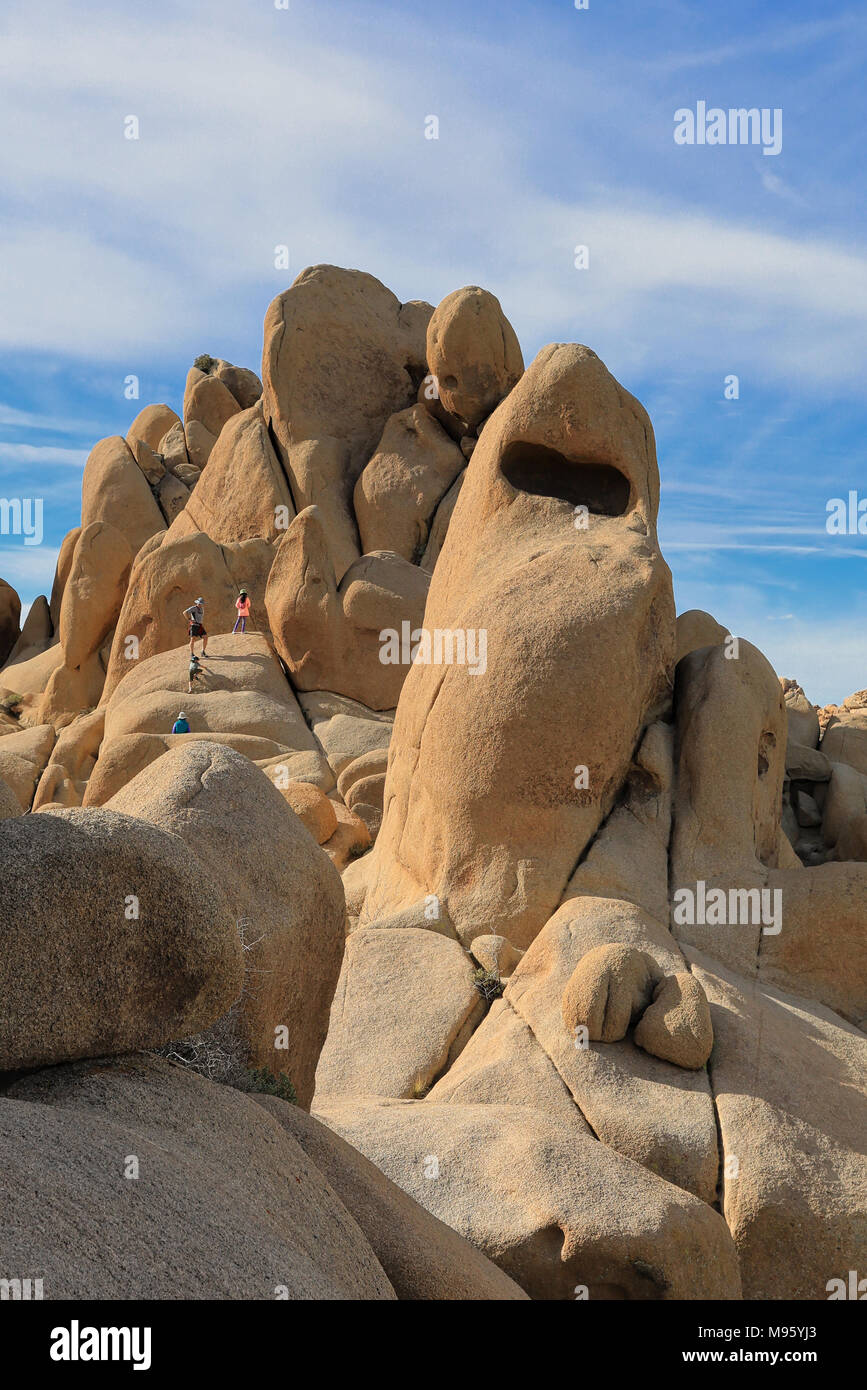 Screaming Faces - Joshua Tree Rock Formations Stock Photo - Alamy