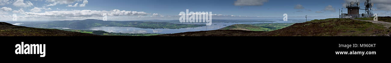 Panoramic view looking over Lough Derg in County Clare, Ireland, in ...