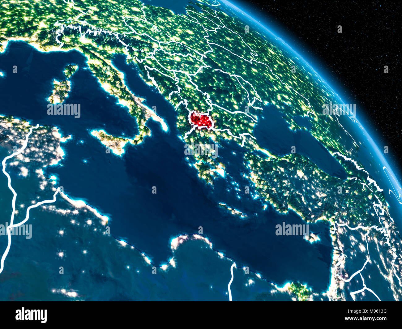 Highlighted satellite image of macedonia hi-res stock photography and ...
