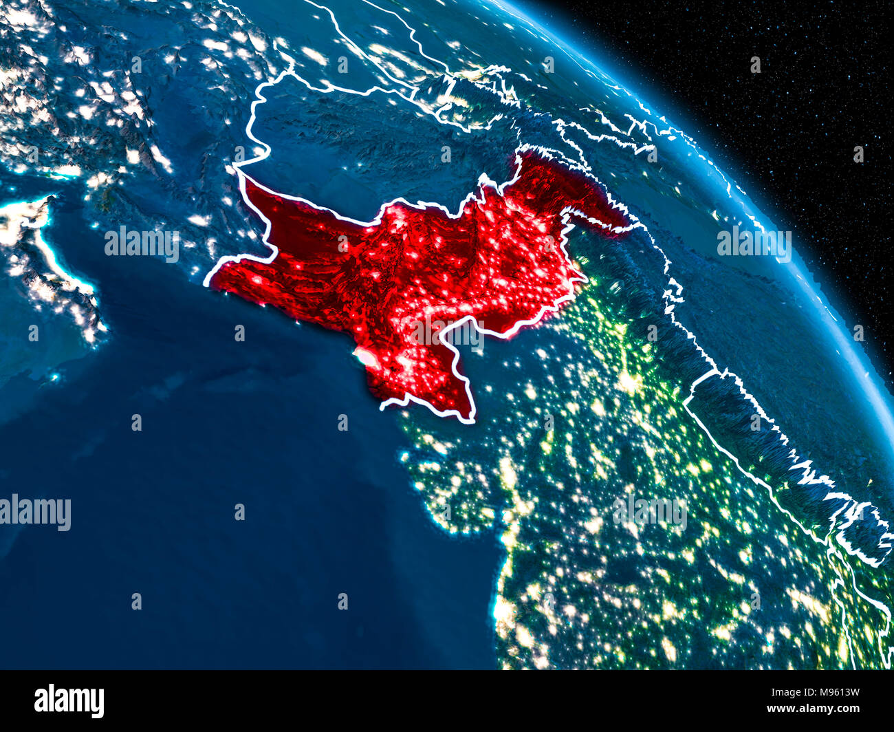 Highlighted satellite image of pakistan hi-res stock photography and ...