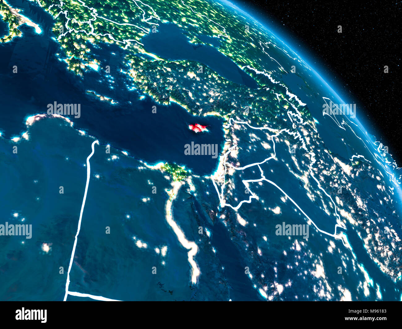 Map cyprus highlighted in red hi-res stock photography and images - Alamy