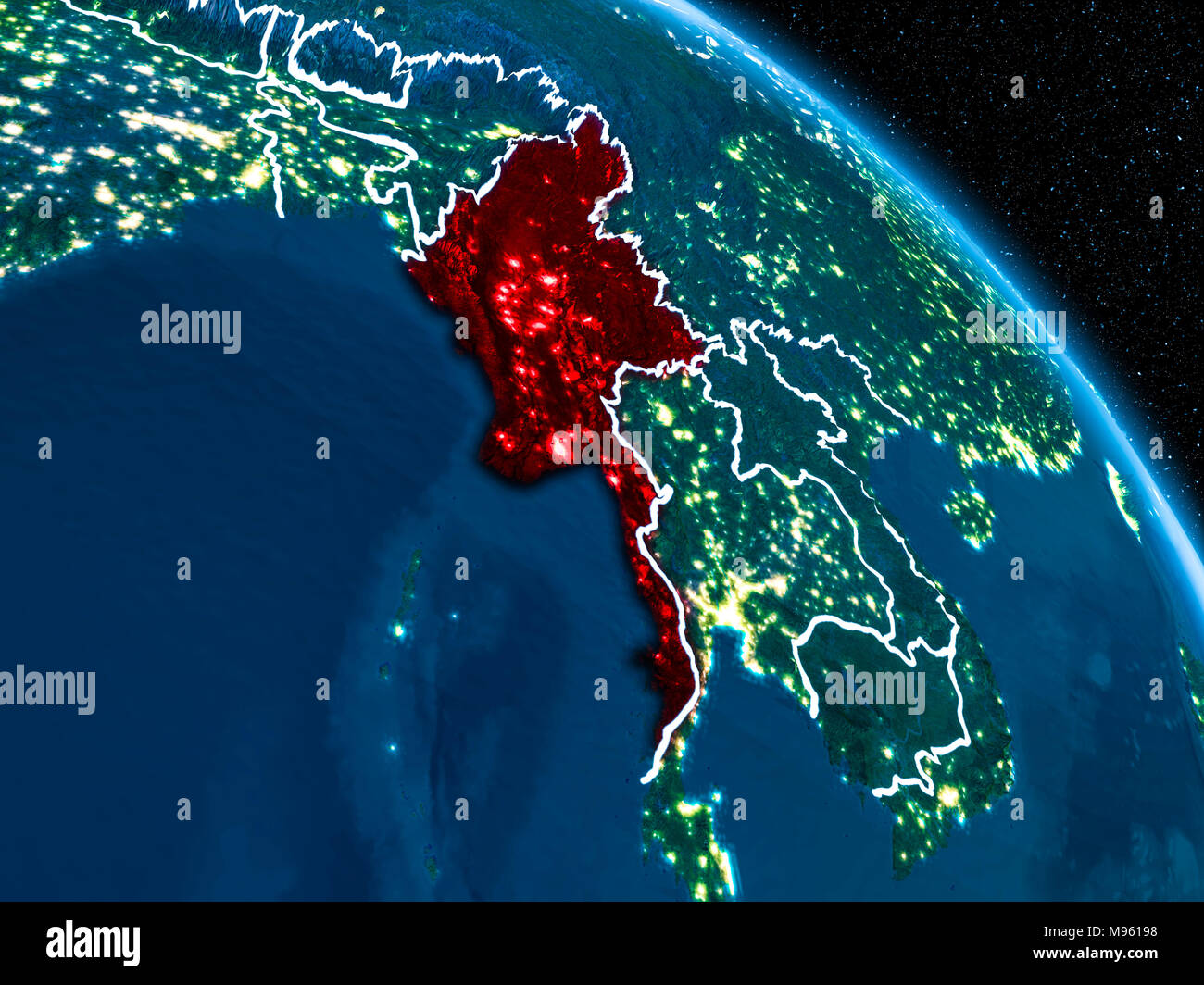 Map myanmar highlighted in red hi-res stock photography and images - Alamy