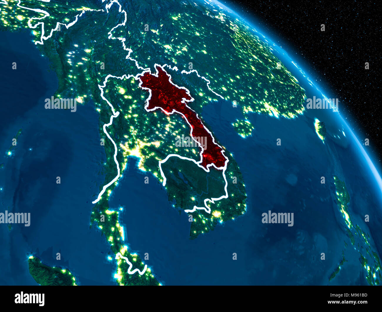 Laos satellite image hi-res stock photography and images - Alamy