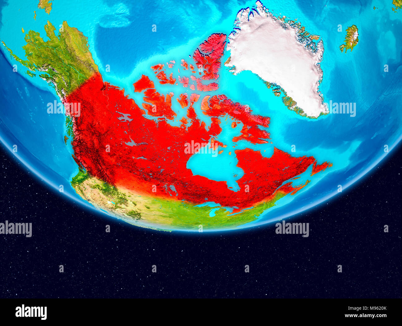 Canada from orbit of planet Earth. 3D illustration. Elements of this ...