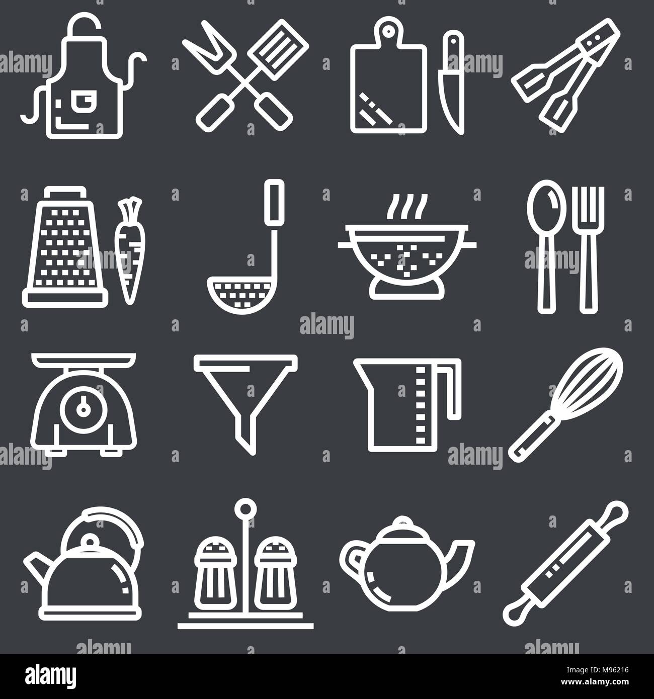 Kitchen utensils icons, thin line Stock Vector Image & Art - Alamy