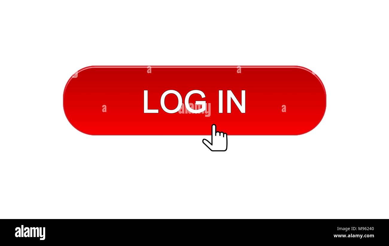 Log In Web Interface Button Clicked With Mouse Cursor Red Color Application Stock Footage