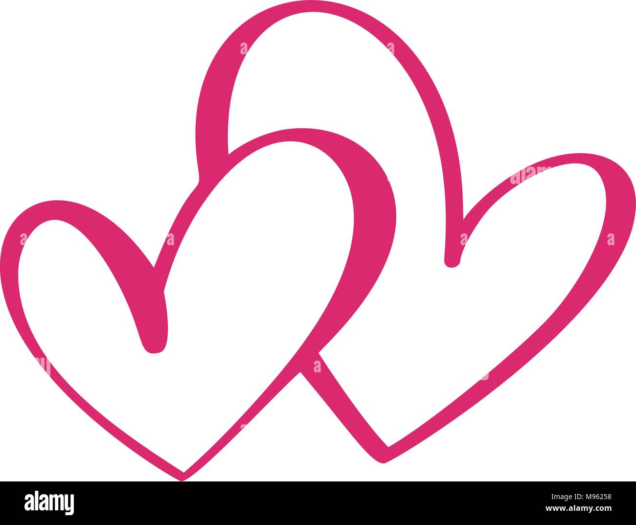 Heart two love sign. Icon on white background. Romantic symbol linked ...