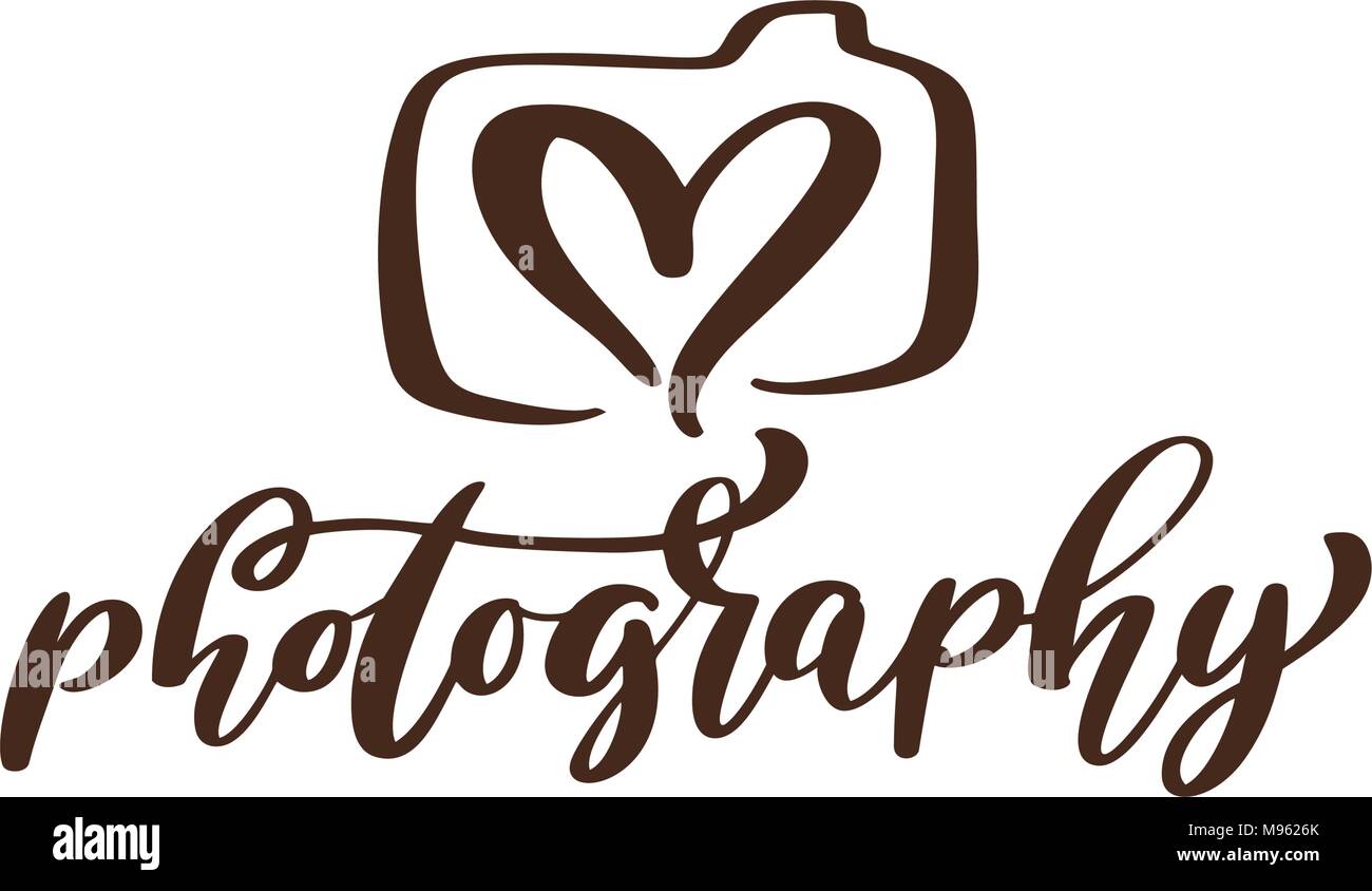 camera photography logo icon vector template calligraphic inscription ...