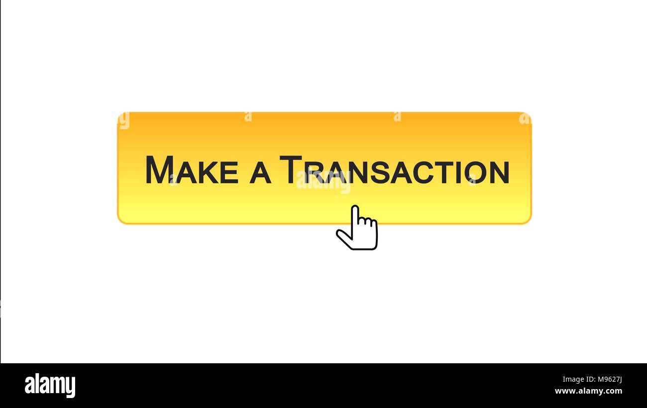 Make a transaction web interface button clicked with mouse cursor, orange color, stock footage ...